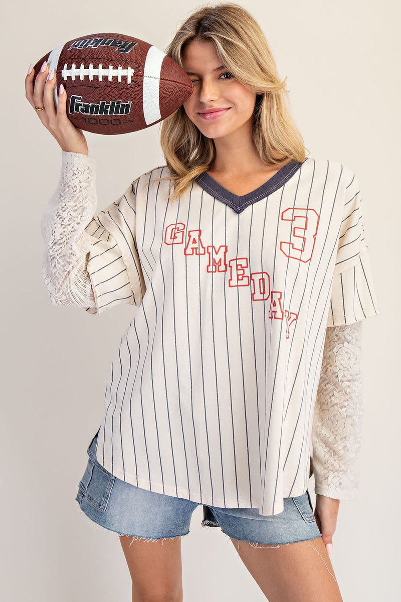 Game Day Lace Layered Top – Rusty Cat